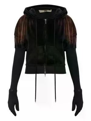 KNWLS Velvet Zip-up Hoodie - Brown