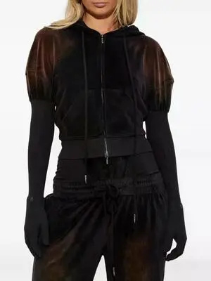KNWLS Velvet Zip-up Hoodie - Brown