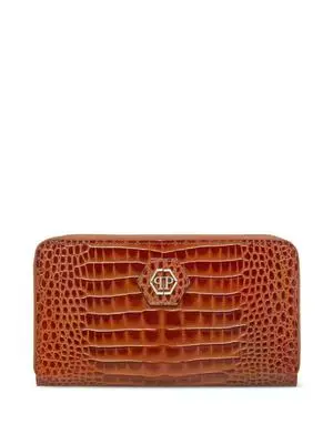 Philipp Plein Crocodile-effect Zip-around Wallet - Brown