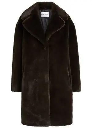 STAND STUDIO Leopard-print Faux Fur Cocoon Coat