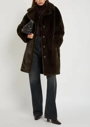 STAND STUDIO Leopard-print Faux Fur Cocoon Coat