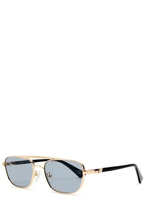 Le Specs Le Mimi Rectangle-frame Sunglasses - Blue