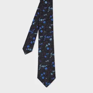 Paul Smith Silk Floral Neck Tie - Black