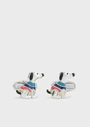 Paul Smith Silver 'stripe Jumper' Dog Cufflinks