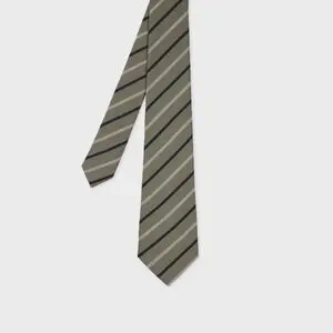 Paul Smith Wool-silk Stripe Neck Tie - Green