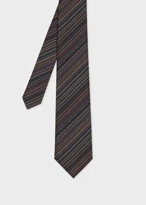 Paul Smith Silk 'signature Stripe' Pinstripe Neck Tie - Multicolour
