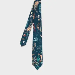Paul Smith Printed Silk Neck Tie - Blue