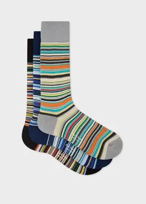 Paul Smith Tri-Colour Signature Stripe Socks - Three Pack Multicolour