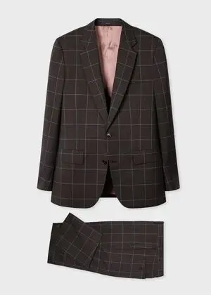 Paul Smith The Mayfair Charcoal Windowpane Check Wool-cashmere Suit - Brown