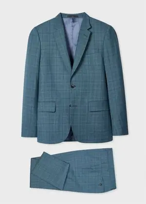 Paul Smith The Soho - Tailored-fit Teal Check Wool Suit Green