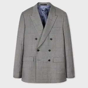 Paul Smith Windowpane Check Wool Double-breasted Blazer - Grey