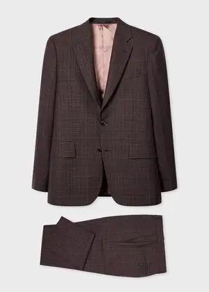 Paul Smith The Brierley - Burgundy Check Tropical Wool Suit Red