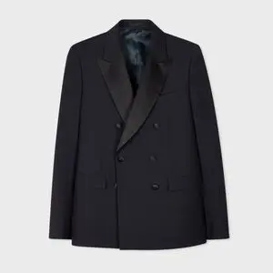 Paul Smith The Soho Dark Navy Wool-mohair Double-breasted Evening Blazer - Blue