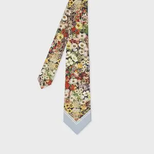 Paul Smith Floral Print Silk Tie - Blue