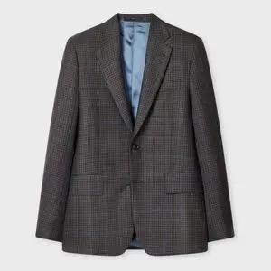 Paul Smith The Brierley Navy And Grey Check Wool Blazer - Blue
