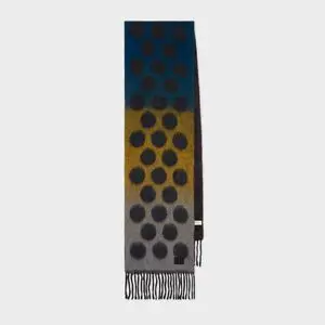 Paul Smith Block Polka Dot Merino Wool-blend Scarf Grey