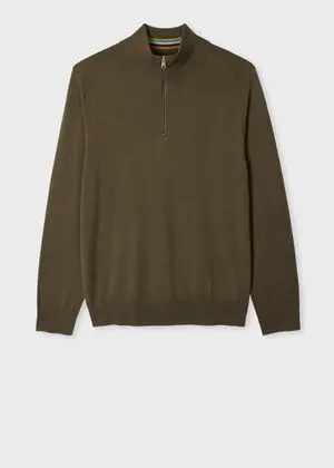 Paul Smith Merino Wool Half-zip Pullover - Brown