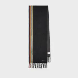 Paul Smith Signature Stripe' Edge Cashmere Scarf - Black