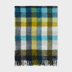 Paul Smith Multicolour Merino Wool Check Blanket - Green