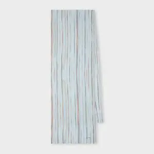 Paul Smith Light 'signature Stripe' Scarf Blue