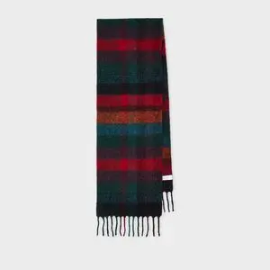 Paul Smith Merino Wool Check Scarf - Red