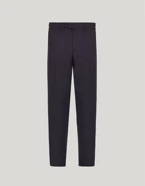 Canali 150's Wool Regular Fit Trousers - Blue