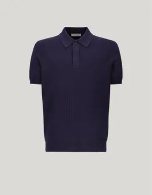 Canali Micro-structured Cotton Polo Shirt