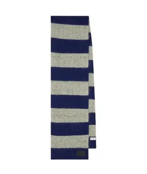 Paul Smith Navy And Grey Chunky Stripe Lambswool-mohair Blend Scarf - Blue