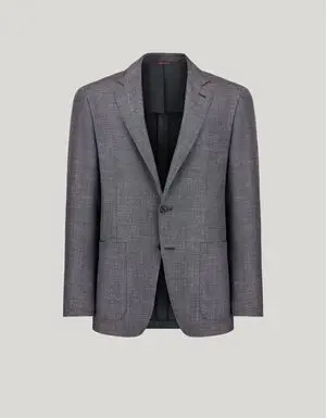 Canali Kei Jacket Wool, Silk, And Linen Blend - Grey