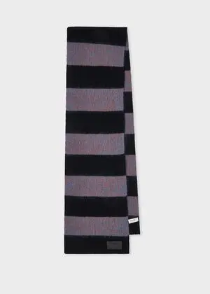 Paul Smith And Grey Chunky Stripe Lambswool-mohair Blend Scarf Black