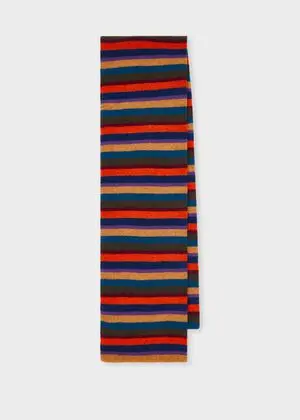 Paul Smith Burgundy 'seasonal Stripe' Lambswool Scarf - Red