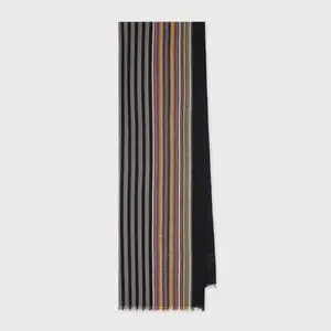 Paul Smith Viscose-wool 'signature Stripe' Edge Scarf - Black