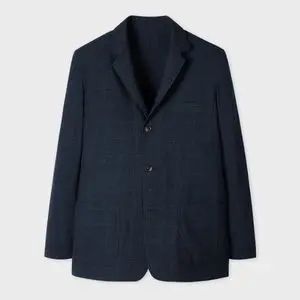 Paul Smith Navy Check Stretch-wool Patch-pocket Blazer