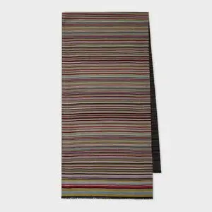 Paul Smith 'signature Stripe' Silk-wool Blend Scarf Multicolour