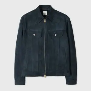 Paul Smith Suede Trucker Jacket - Blue
