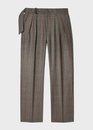 Paul Smith Check Wool Belted Trousers