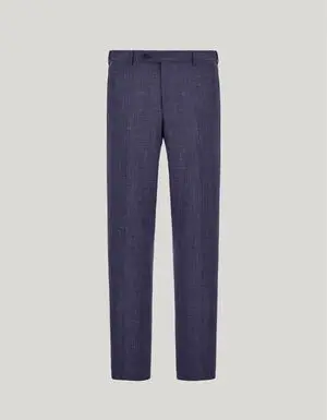 Canali Travel Trousers In Wool, Silk, And Linen - Blue