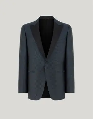 Canali Teal And Pure Silk Tuxedo Jacket - Black