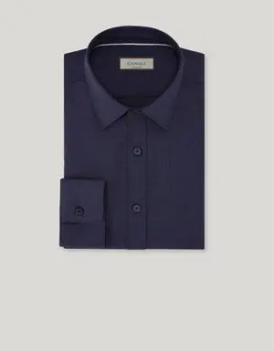 Canali Impeccabile Navy Wool Regular-fit Shirt - Blue