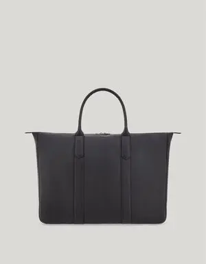 Canali Hammered Calfskin Weekend Bag - Black