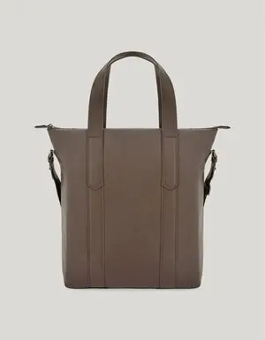 Canali Hammered Calfskin Tote Bag - Brown