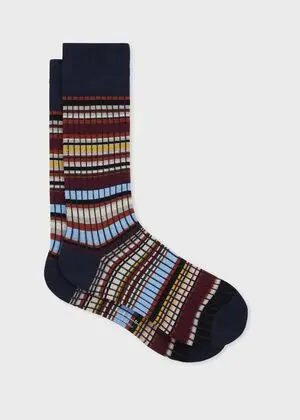 Paul Smith Signature Stripe Ribbed Socks - Blue
