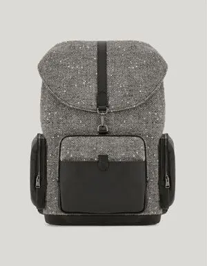 Canali Alpaca Wool And Hammered Calfskin Backpack - Black