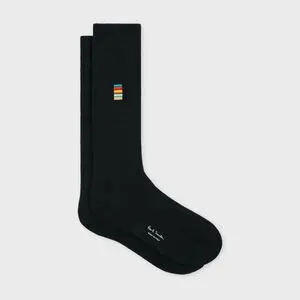 Paul Smith Cotton-Blend Socks With Signature Stripe Embroidery Black