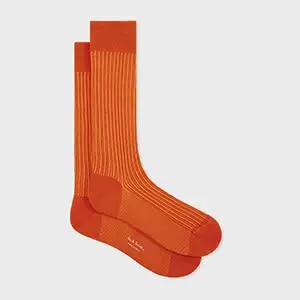 Paul Smith Cotton-Blend Stripe Socks Orange