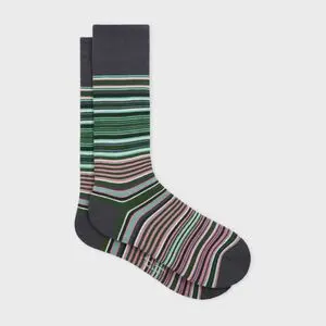 Paul Smith Cotton-Blend Stripe Crew Socks Green