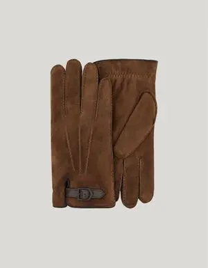 Canali Suede Gloves With Cashmere Lining - Brown