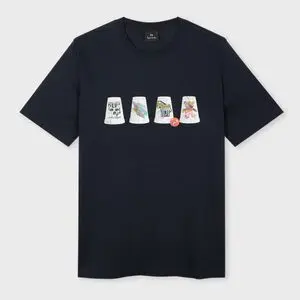 Paul Smith Dark Navy 'cups' Print T-shirt