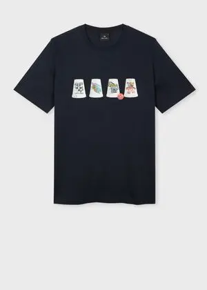 Paul Smith Dark Navy 'cups' Print T-shirt