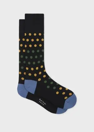 Paul Smith Polka Dot Cotton-blend Crew Socks - Black